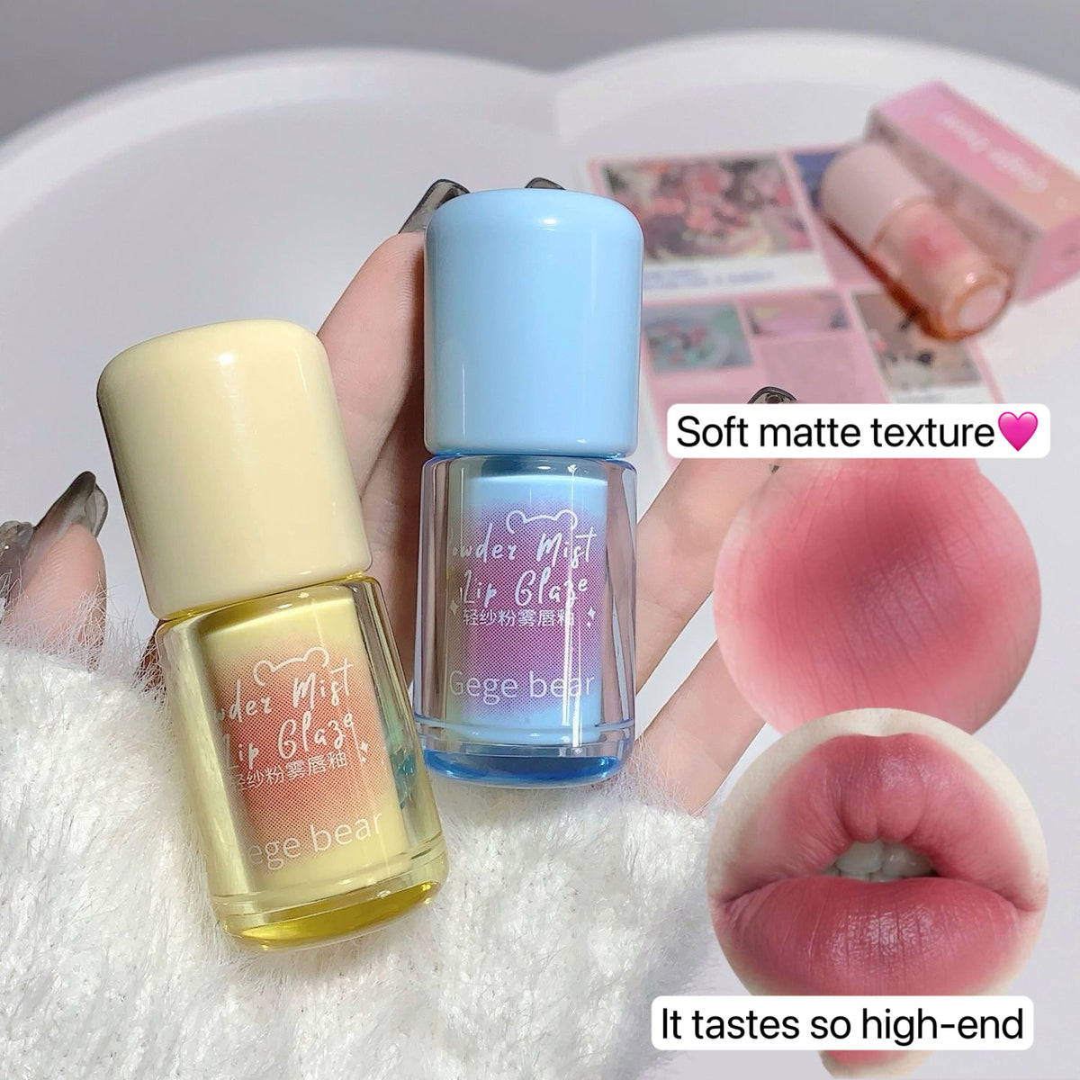 Gege Bear lip glaze Smoky Rose Pink | Miss Merylin